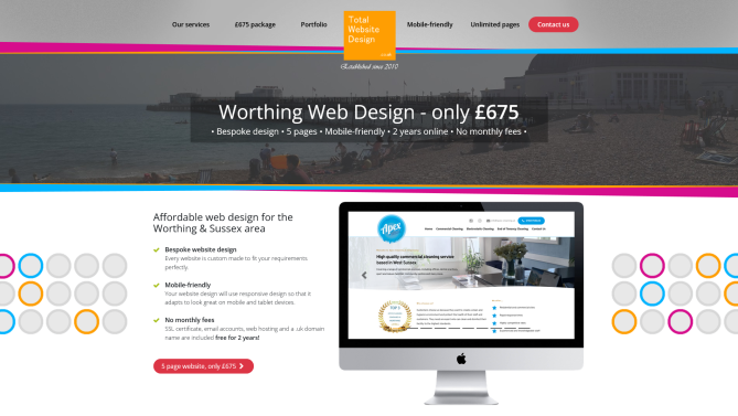 5 page Worthing web design, only £675 - Total Website Design